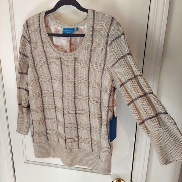 Vera Wang | Sweaters | Vera Wang Striped Metallic Thread Sweater | Poshmark